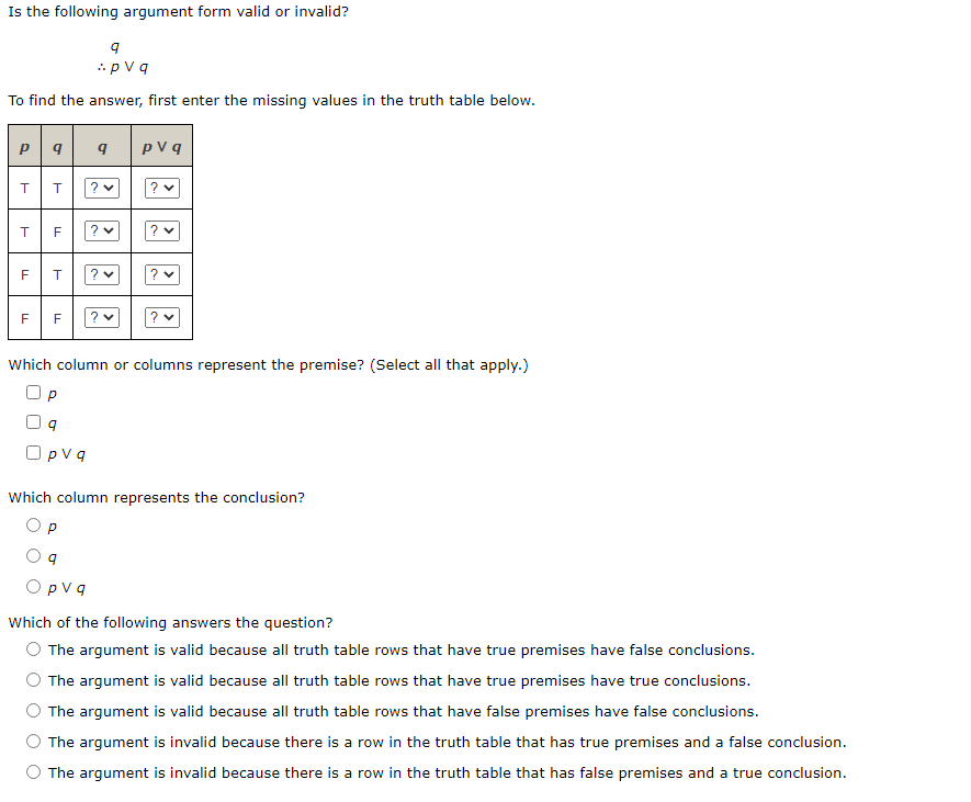 Solved Is the following argument form valid or invalid? | Chegg.com