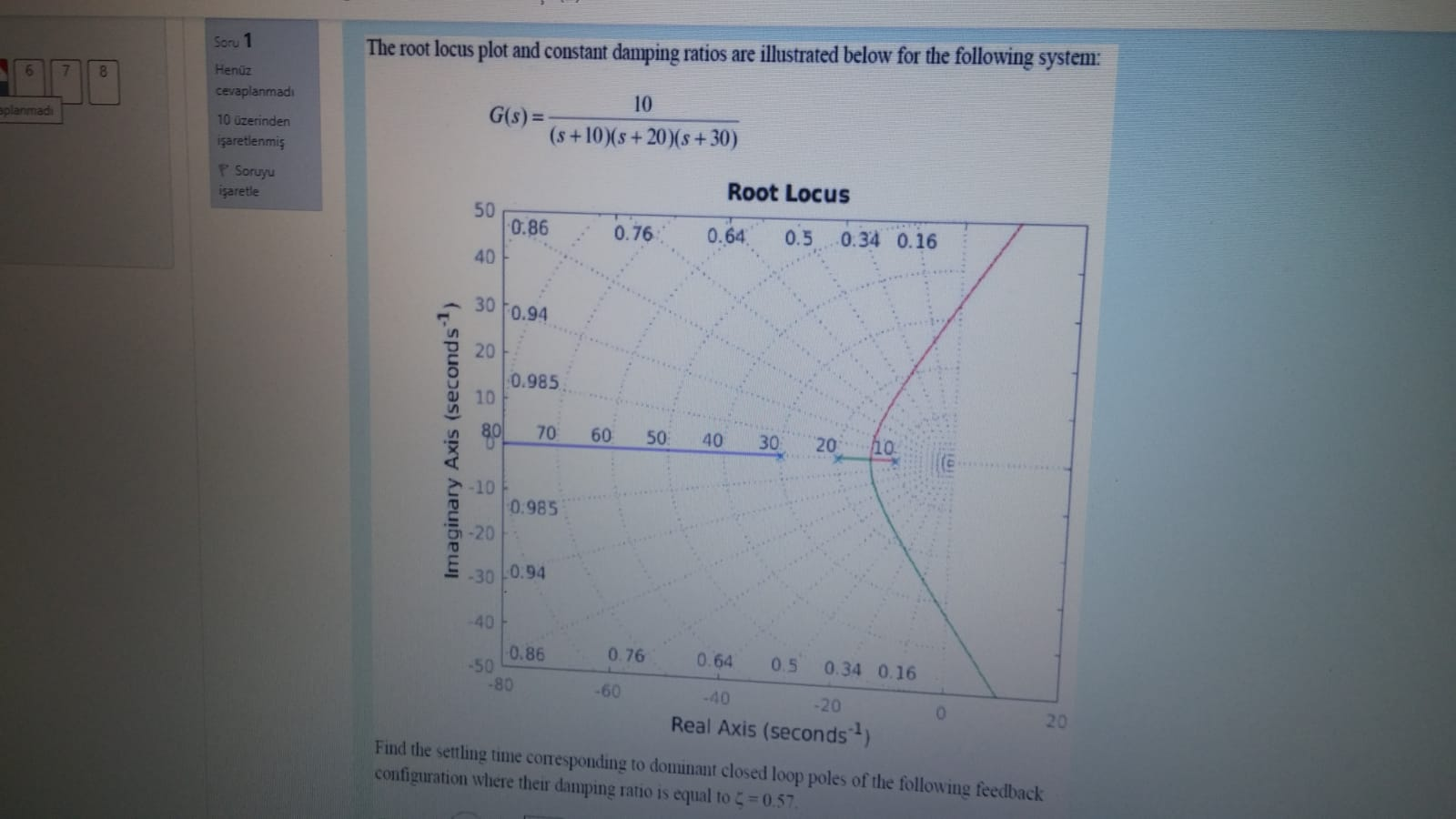 Solved Soru 1 The root locus plot and constant damping | Chegg.com