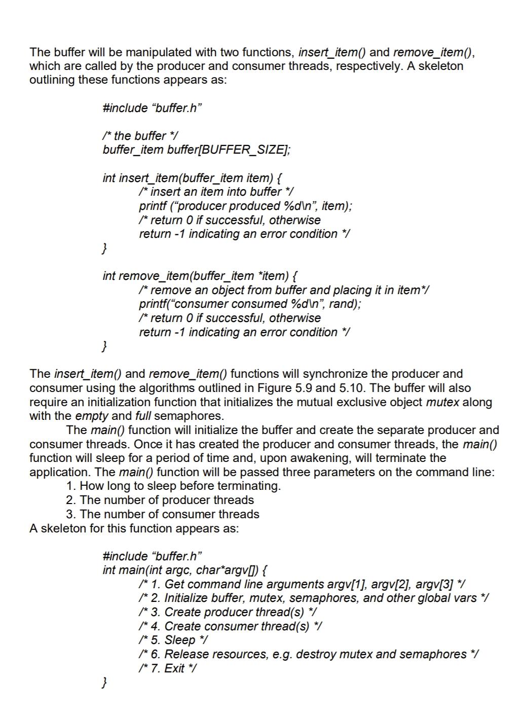Lab3 — Producer-Consumer (Bounded-Buffer) Problem | Chegg.com