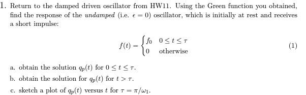 Solved Damped driven harmonic oscillator help! Green | Chegg.com
