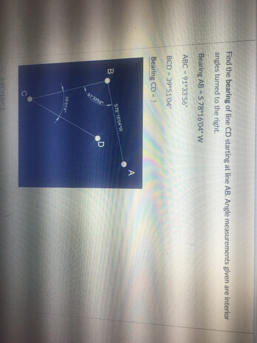 Solved Find the bearing of the line CD starting at line AB. | Chegg.com