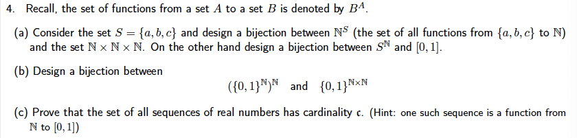 Solved 4. Recall, the set of functions from a set A to a set | Chegg.com