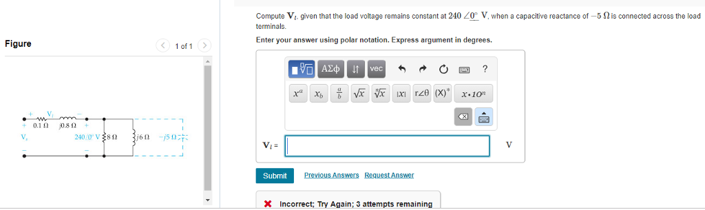 Solved Compute VI terminals given that the load voltage | Chegg.com