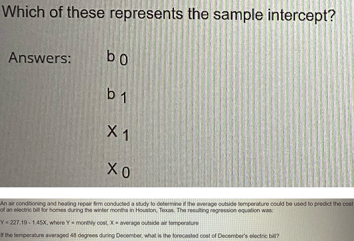 Solved Which of these represents the sample intercept? | Chegg.com