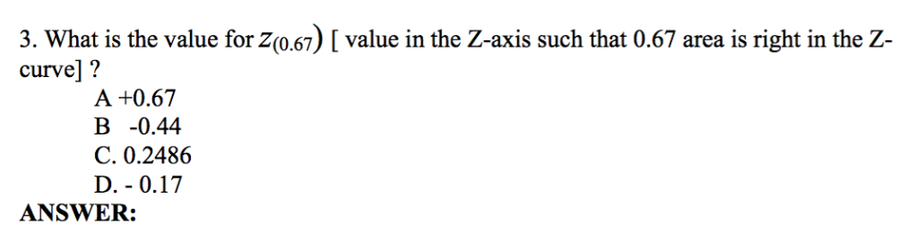 Solved 3. What is the value for Z(0.67) [ value in the | Chegg.com