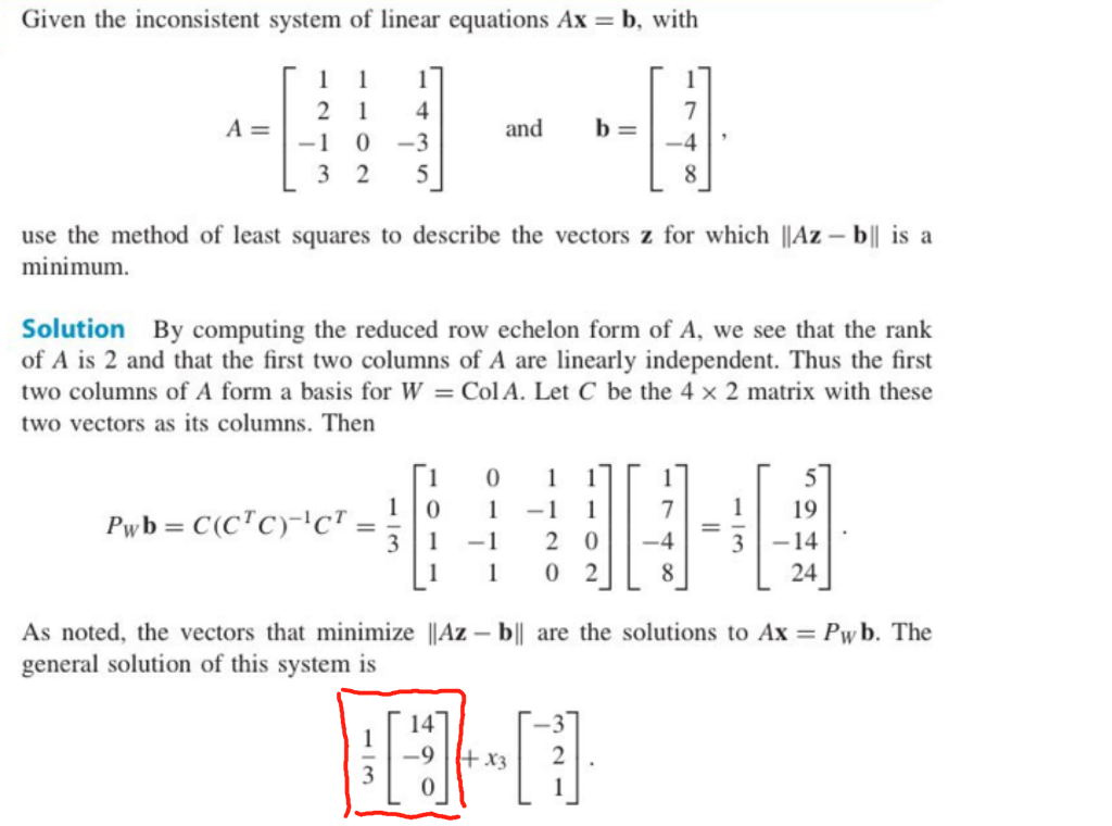 Solved Given the inconsistent system of linear equations | Chegg.com