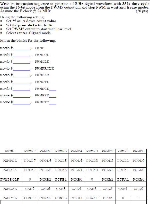 Solved Write an instruction sequence to generate a 15 Hz | Chegg.com