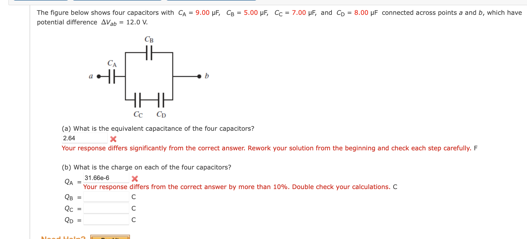 Solved = The figure below shows four capacitors with CA | Chegg.com