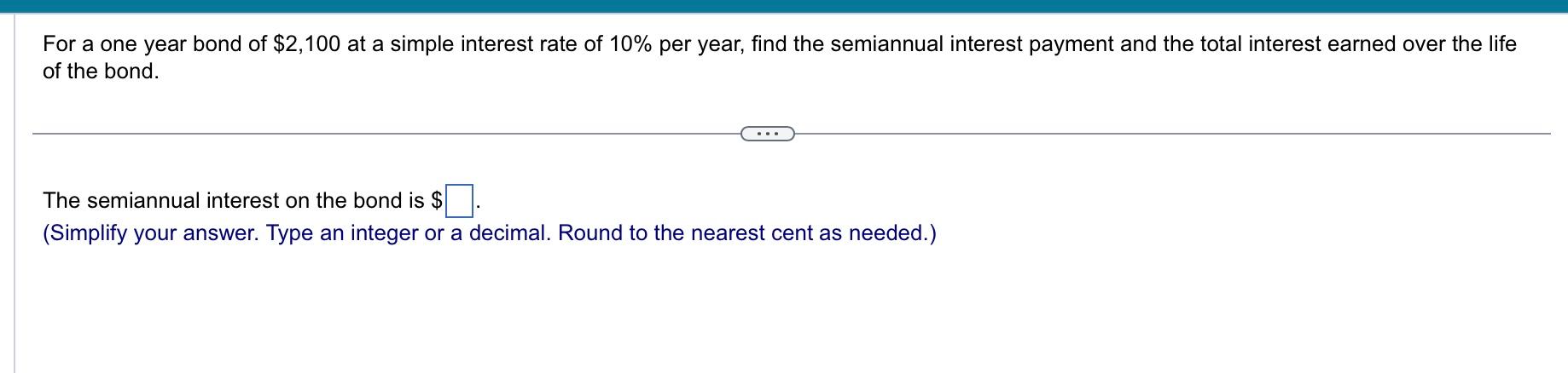 Solved For a three year bond of $2,800 at a simple interest | Chegg.com