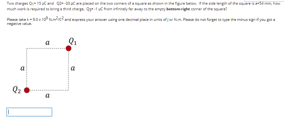 Solved Two charges Q1= 15 C and Q2= -33 HC are placed on the | Chegg.com