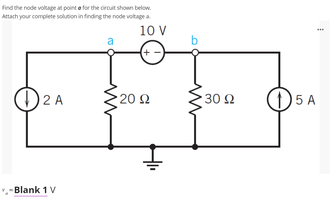 Solved Find The Node Voltage At Point A For The Circuit 6941