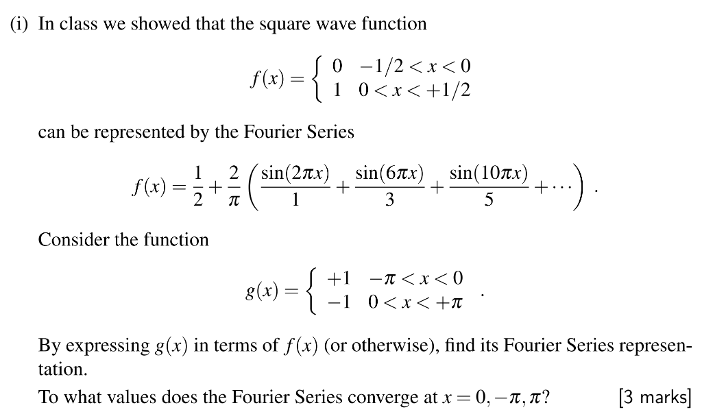 Solved (i) In class we showed that the square wave function | Chegg.com