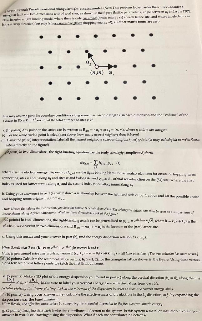 (60 points total) Two-dimensional triangular | Chegg.com