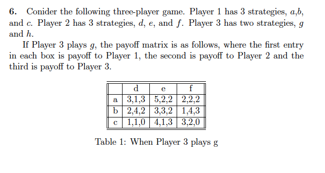 Solved 6. Conider the following three-player game. Player 1 | Chegg.com