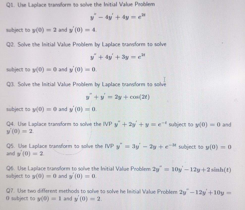 Solved Direct use of formulas and shift Q1. Find L-{728) Q2. | Chegg.com