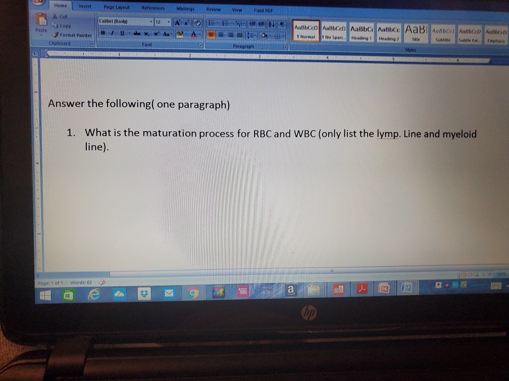 Solved Page Layout References Malling Review View Por Home | Chegg.com