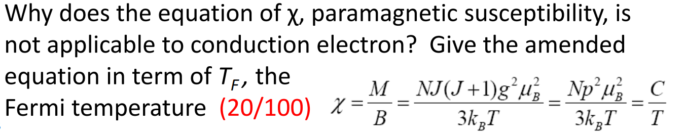 Solved Why does the equation of x, paramagnetic | Chegg.com