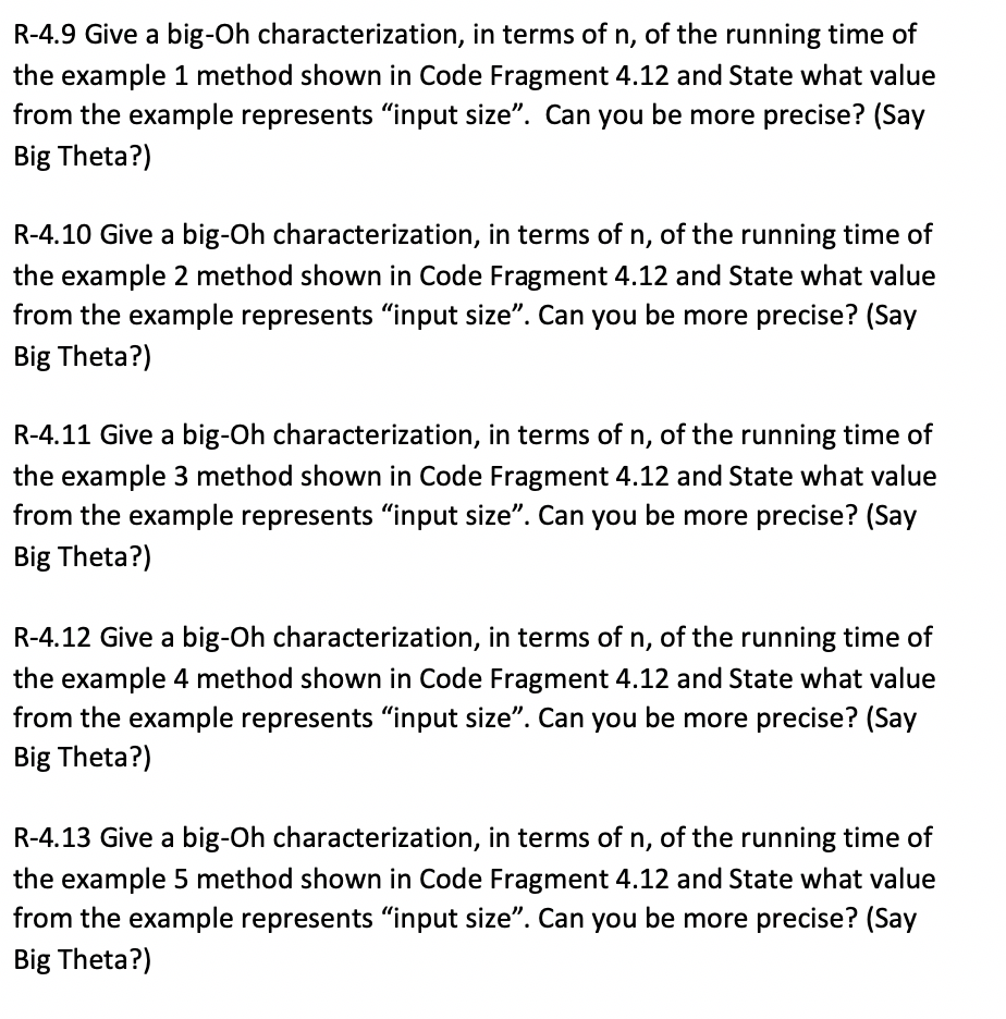 R-4.9 Give a big-Oh characterization, in terms of n, | Chegg.com