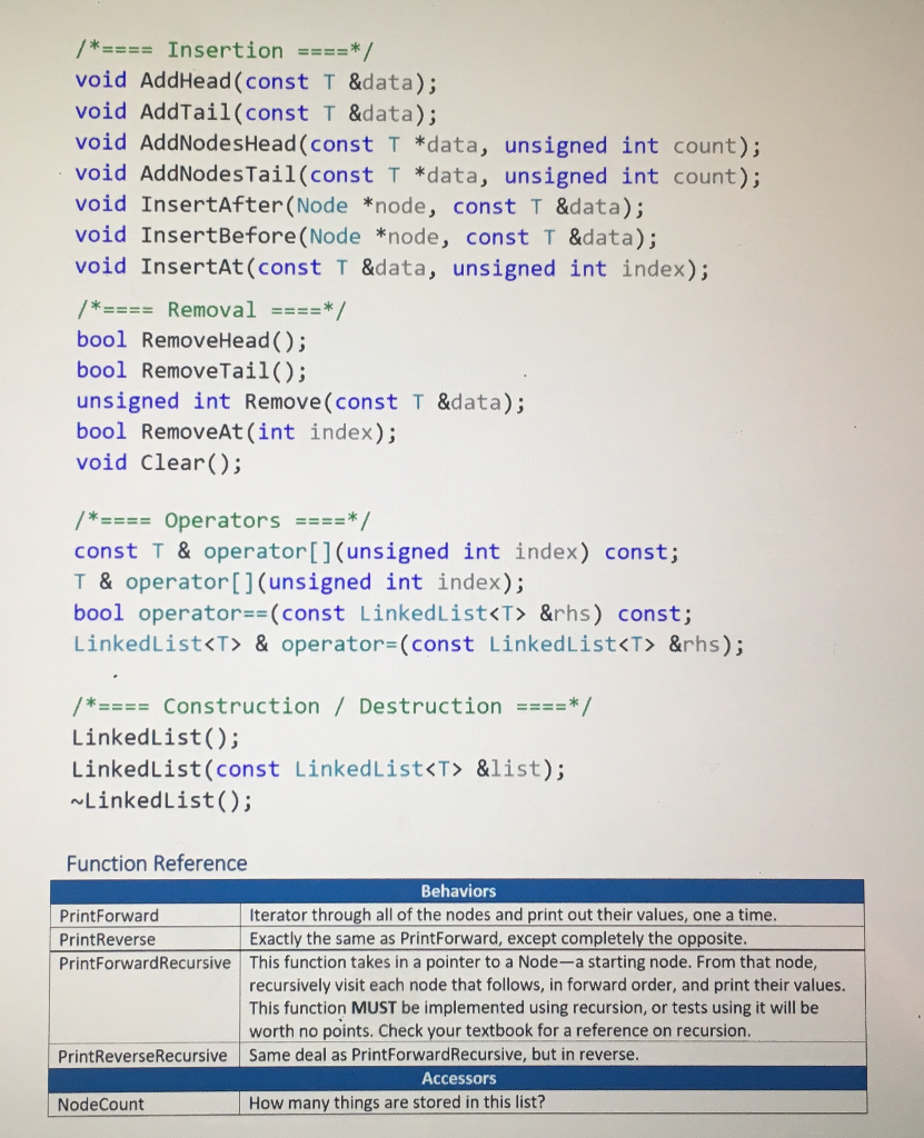 Solved All I need is the header file (LinkedList.h). | Chegg.com