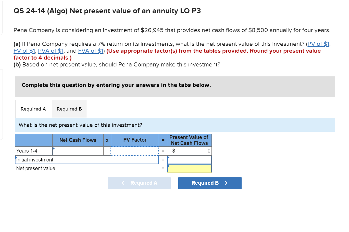 Solved QS 24-14 (Algo) Net present value of an annuity LO P3 | Chegg.com