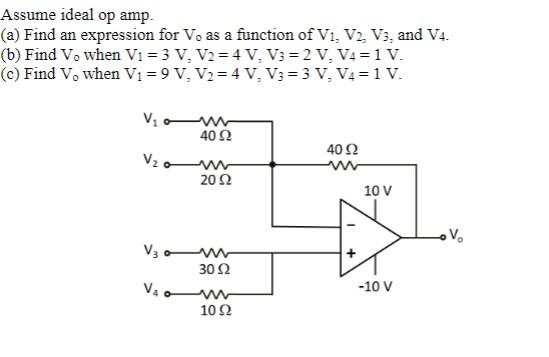 Solved Assume ideal op amp. (a) Find an expression for V0 as | Chegg.com