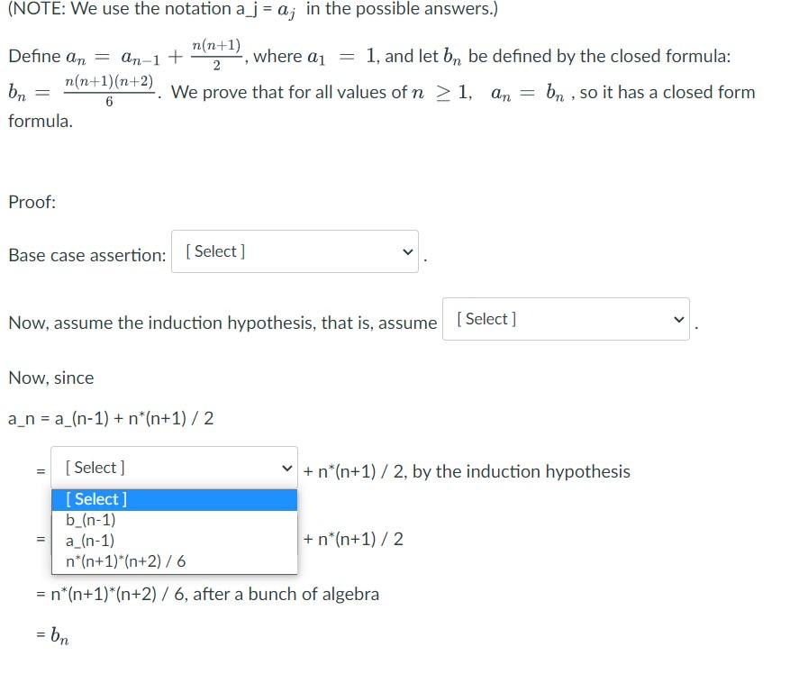 Solved (NOTE: We use the notation a j = a; in the possible | Chegg.com