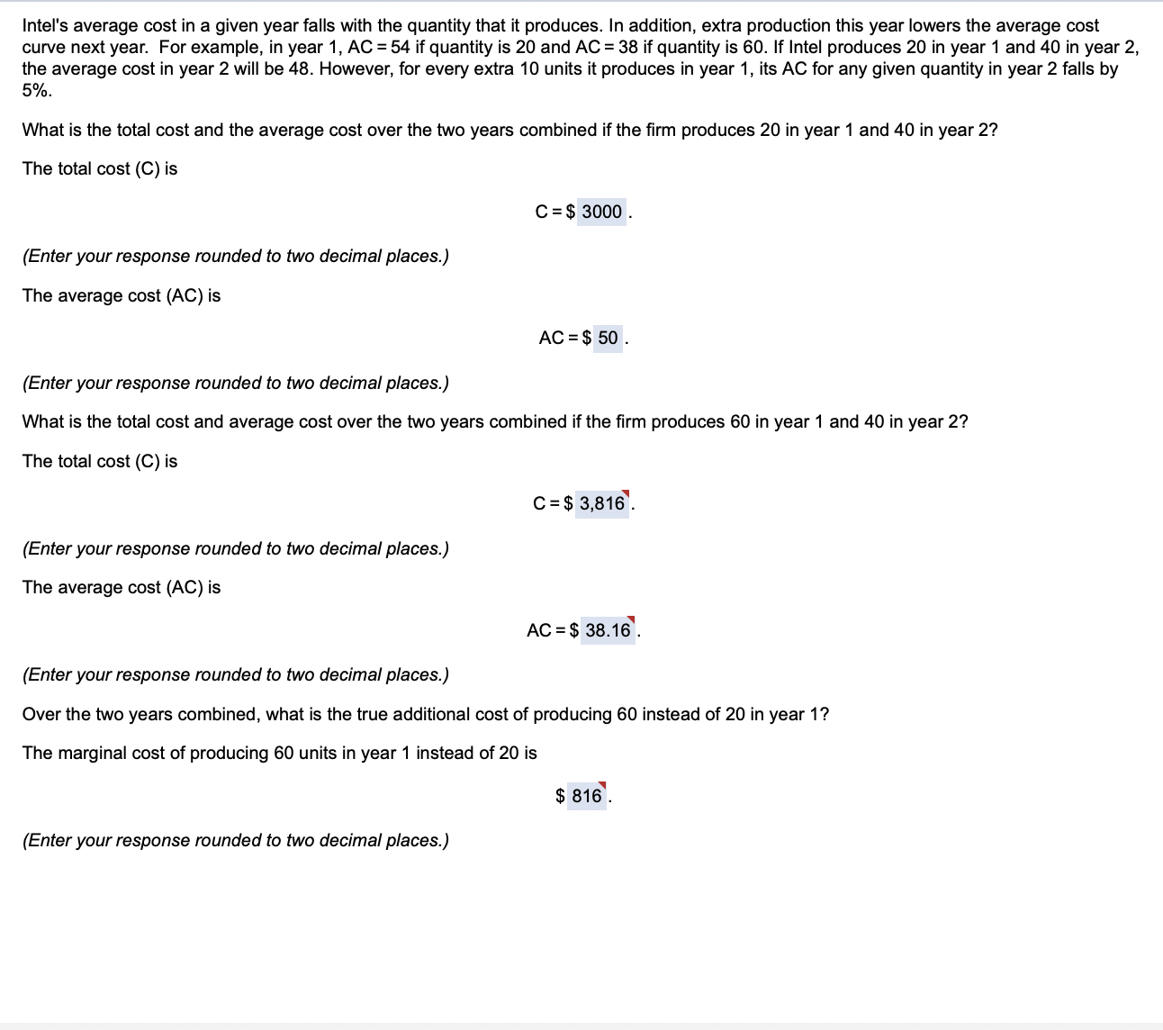 Solved Intel's average cost in a given year falls with the | Chegg.com