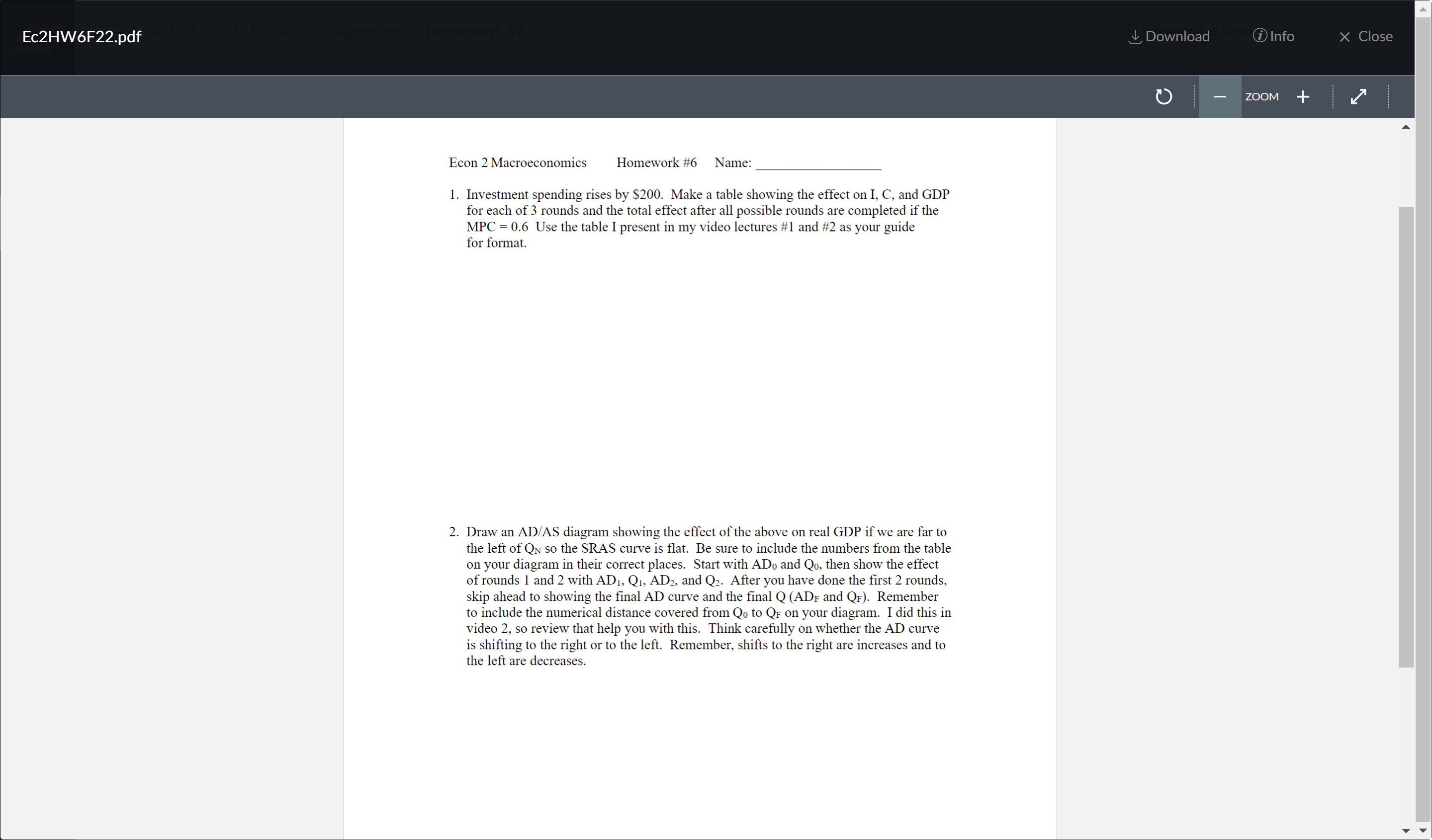 Solved 1. Investment spending rises by $200. Make a table | Chegg.com