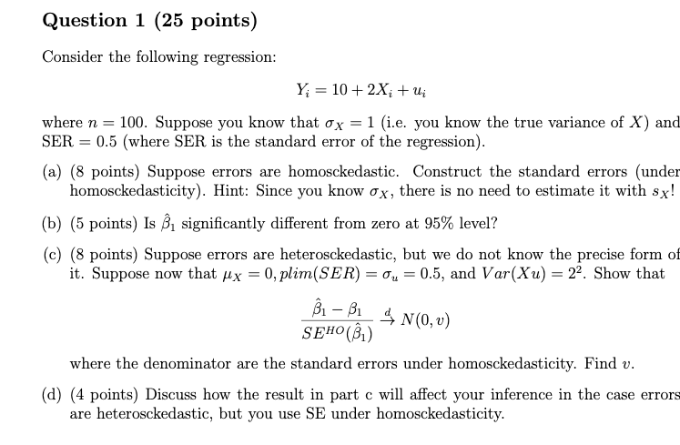 Question 1 (25 points) Consider the following | Chegg.com