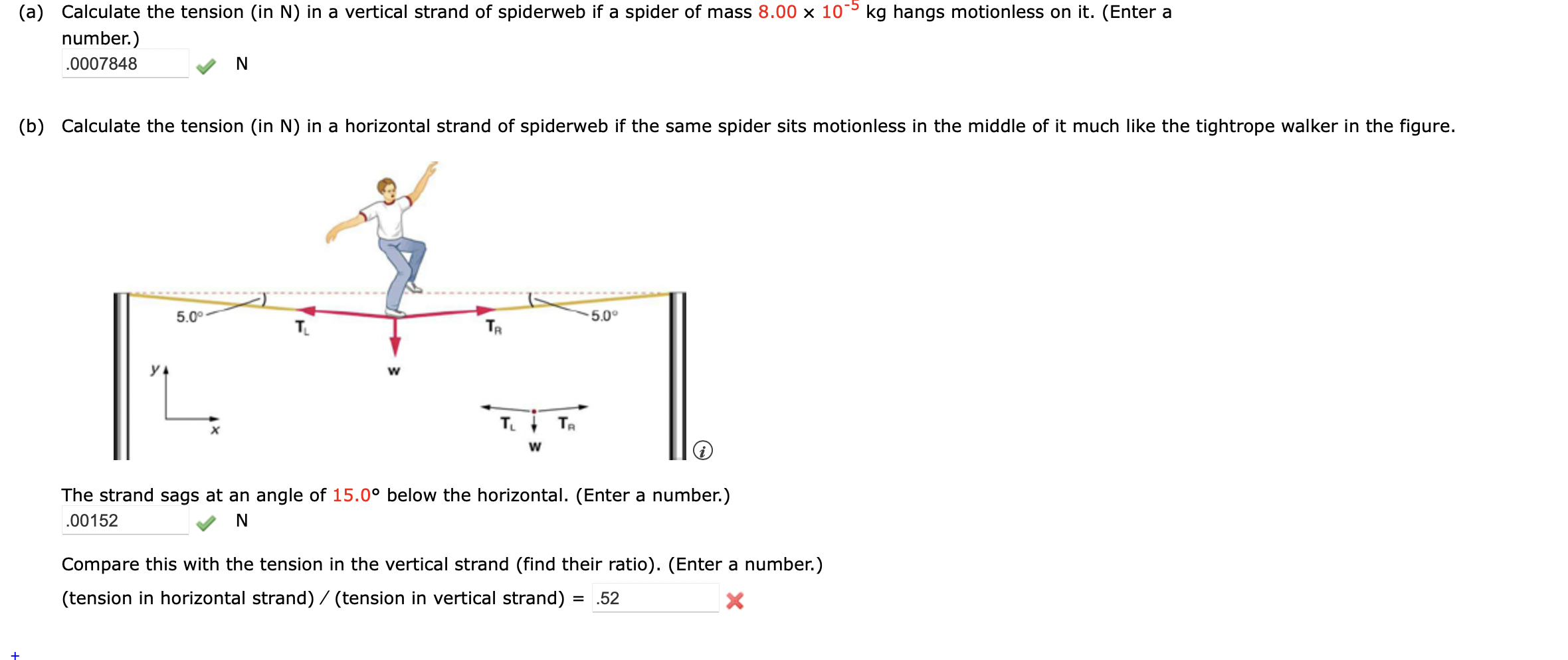 Solved (a) Calculate the tension (in N ) in a vertical | Chegg.com