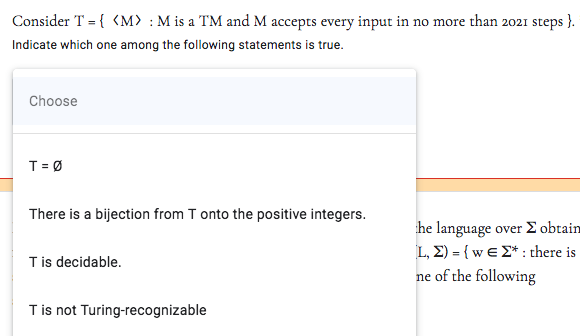 Solved Consider T = { : M is a TM and M accepts every input | Chegg.com