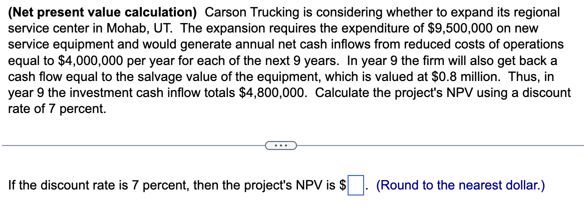 Solved (Related to Checkpoint 11.1) (Net present value | Chegg.com