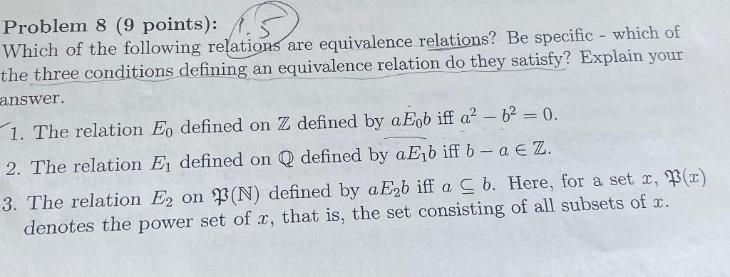 Solved Problem 8 (9 points): Which of the following | Chegg.com