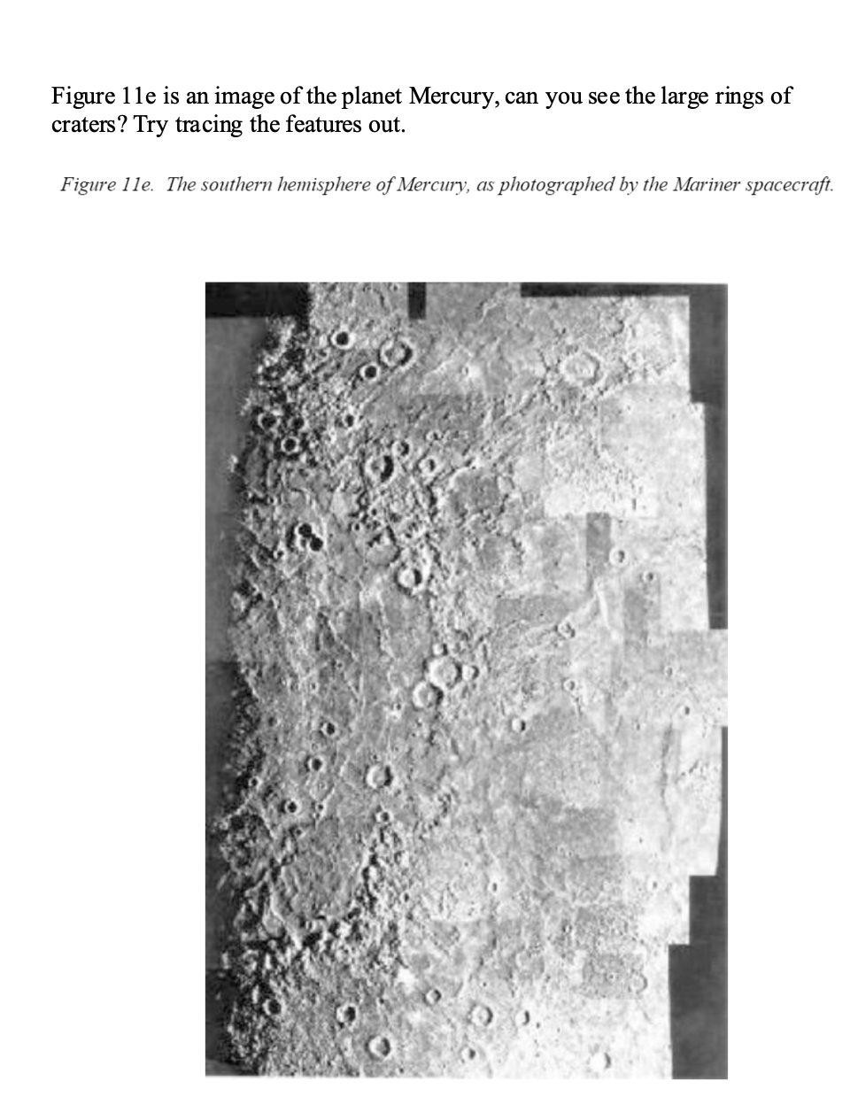 Solved Figure 11e is an image of the planet Mercury, can you | Chegg.com