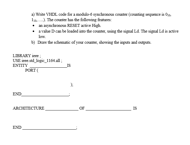 Solved A Write Vhdl Code For A Modulo 6 Synchronous Counter 5007