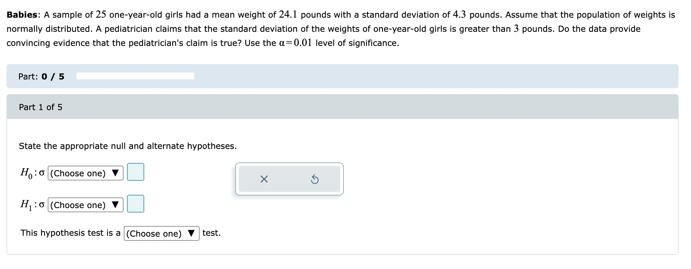 Solved Babies: A sample of 25 one-year-old girls had a mean | Chegg.com