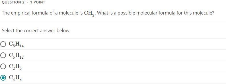Solved The empirical formula of a molecule is CH2. What is a | Chegg.com