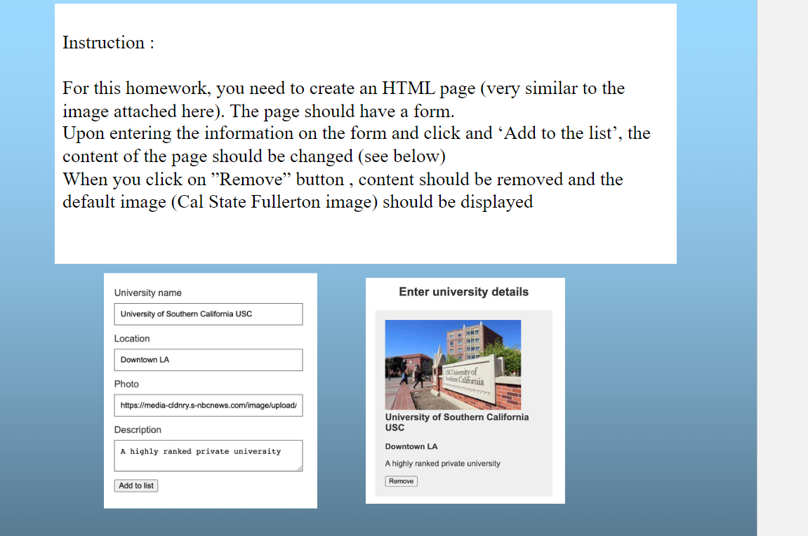 Solved Instruction : For this homework, you need to create | Chegg.com