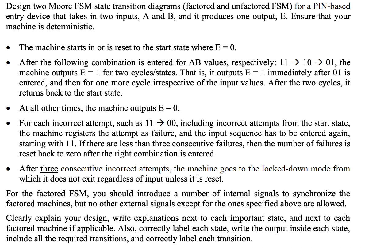 Solved Design two Moore FSM state transition diagrams | Chegg.com