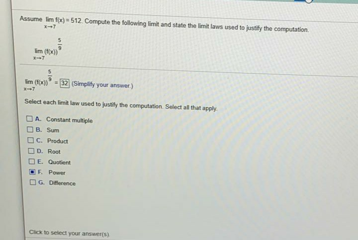 Solved Assume lim f(x)=512. Compute the following limit and | Chegg.com Solved Assume lim f(x)=512. Compute the following limit and | Chegg.com