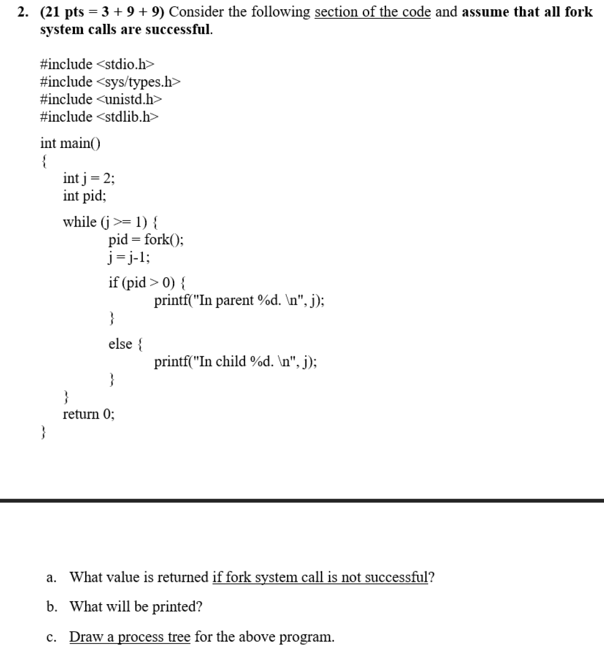 Solved 2. (21 pts =3+9+9) Consider the following section of | Chegg.com