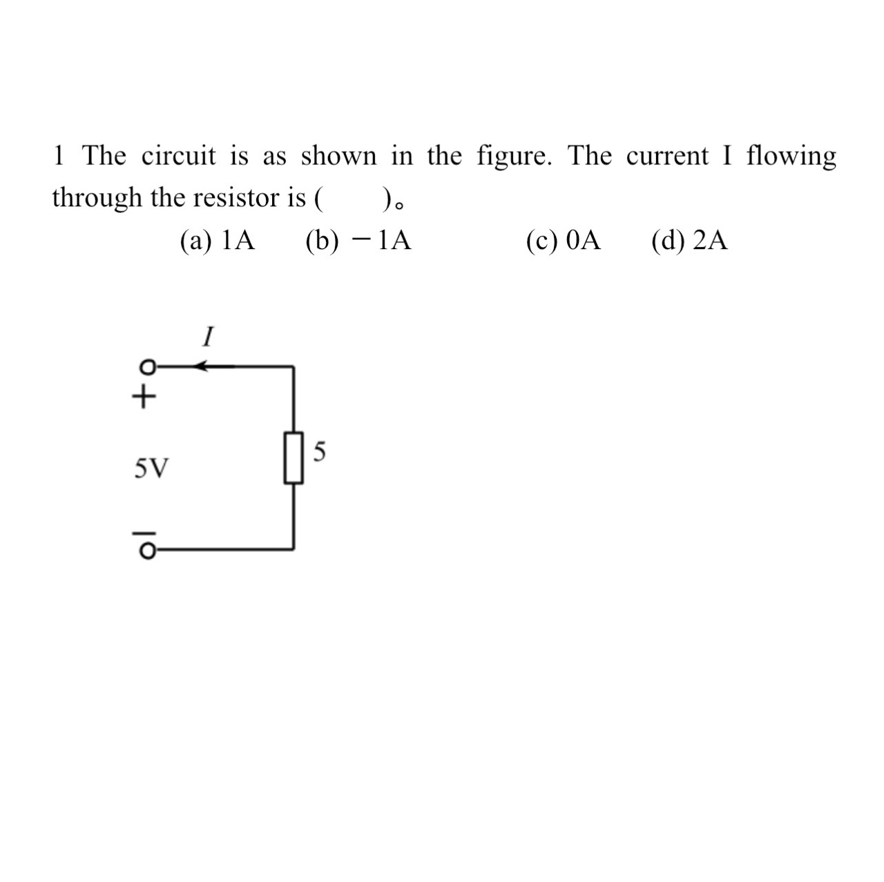 Solved 1 The circuit is as shown in the figure. The current | Chegg.com