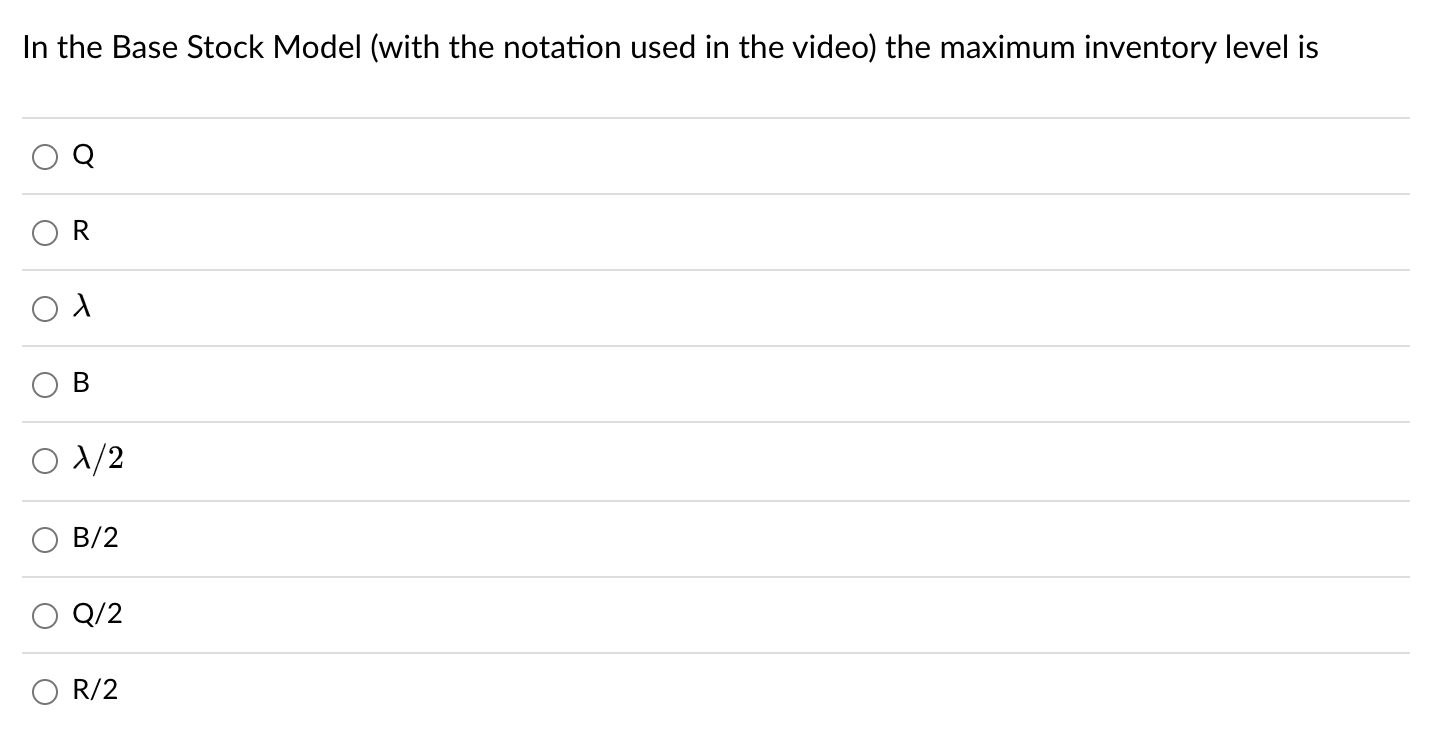 Solved In the Base Stock Model (with the notation used in | Chegg.com