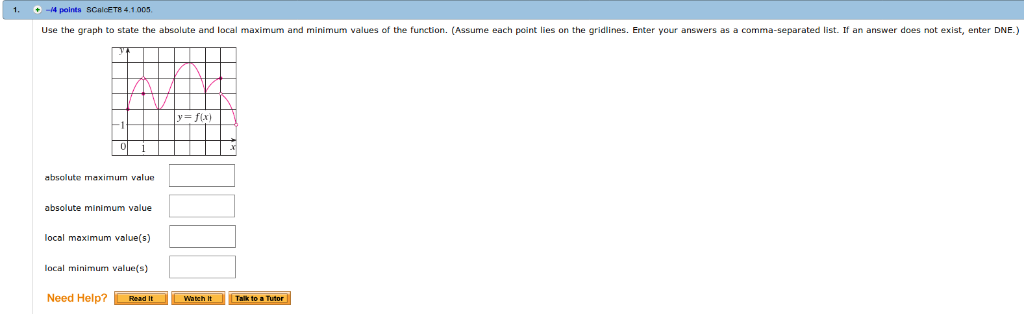 Solved 1. -44 points SCAlcET8 4.1.005 Use the graph to state | Chegg.com
