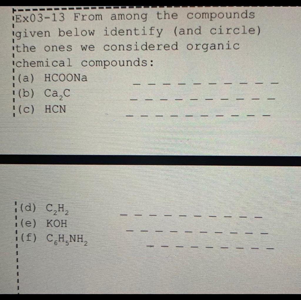 Solved Ex03-13 From among the compounds given below identify | Chegg.com