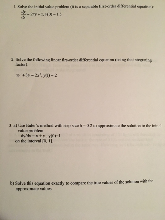 Solved 1. Solve the initial value problem (it is a separable | Chegg.com