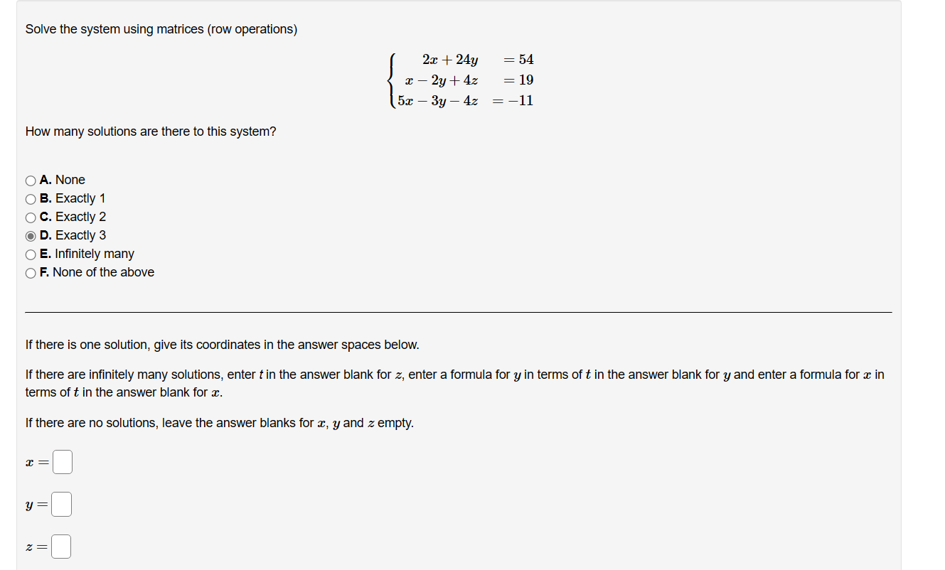 Solved On the augmented matrix A below, perform all three | Chegg.com