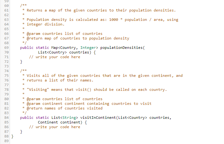Solved Country.java 1 package streams countries; Operate on | Chegg.com