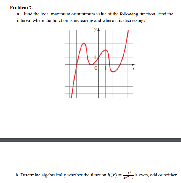 Solved Problem 7. a. Find the local maximum or minimum value | Chegg.com
