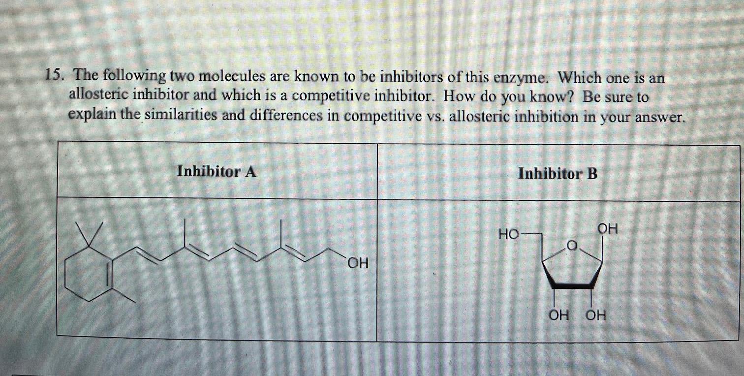 Solved 15. The following two molecules are known to be | Chegg.com